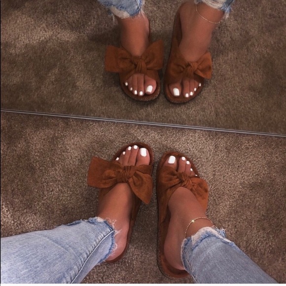 Fashion Addict | Shoes | Maria Tan Bow Cork Sandal Slides Restock ...